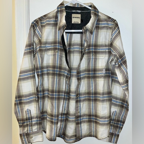 Simms | Tops | Ladies Simms Organic Cotton Flannel Shirt M Camp Fish ...